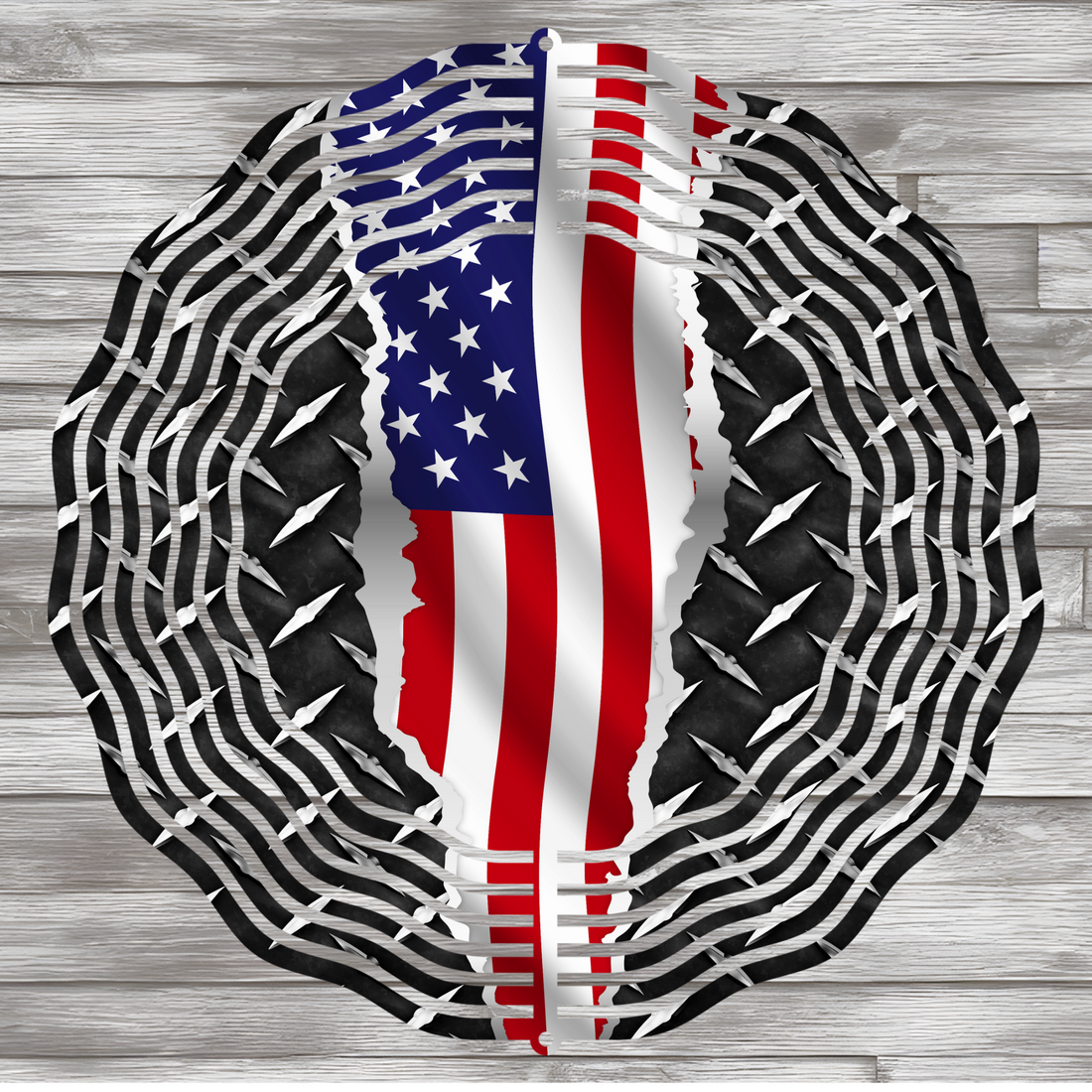USA Flag with Diamond Plating Wind Spinner – Twisted Crafters LLC